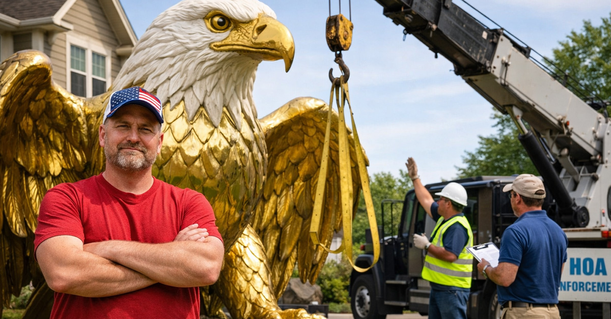 I bought a golden Bald Eagle for a lawn ornament, but my HOA says ...